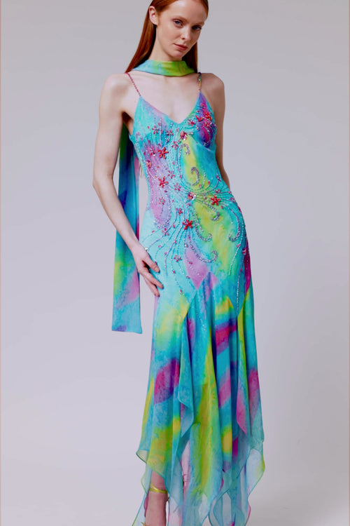 The Aurelia - Hand beaded cocktail gown with shawl – cybersweetie